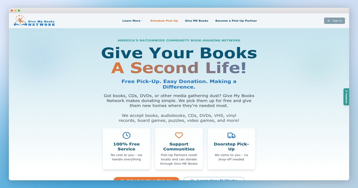 Free Book Donation Pickup | Give My Books Network